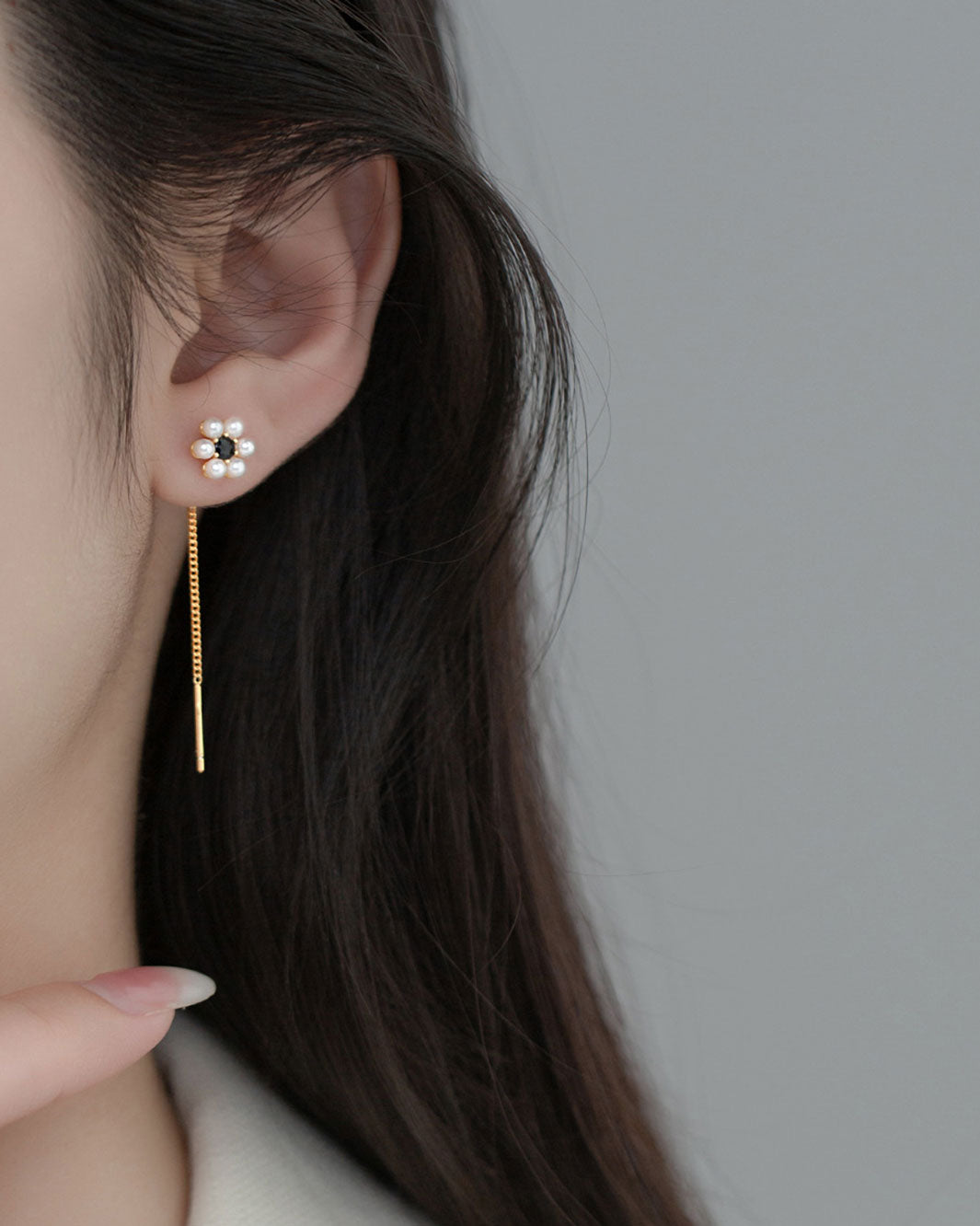 Flower threader earrings store